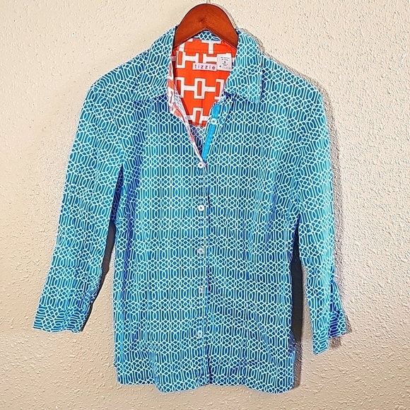 Tizzie | Tops | Tizzie Blue And White Button Down Shirt | Poshmark